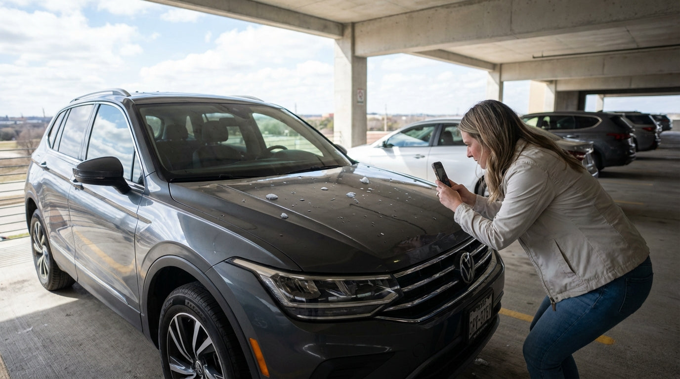 Texas car hire hailstorm safety and damage evidence – Hola Car Rentals