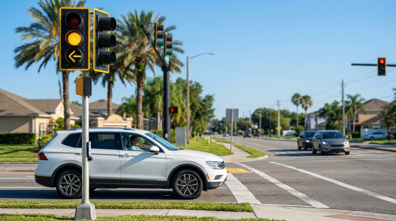 Orlando car hire: flashing yellow arrow left turns – Hola Car Rentals