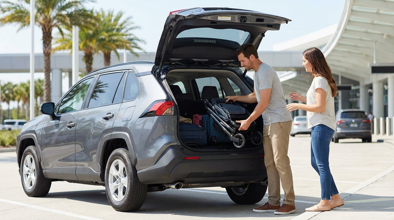 Check your hire car boot fits a pushchair at MCO – Hola Car Rentals