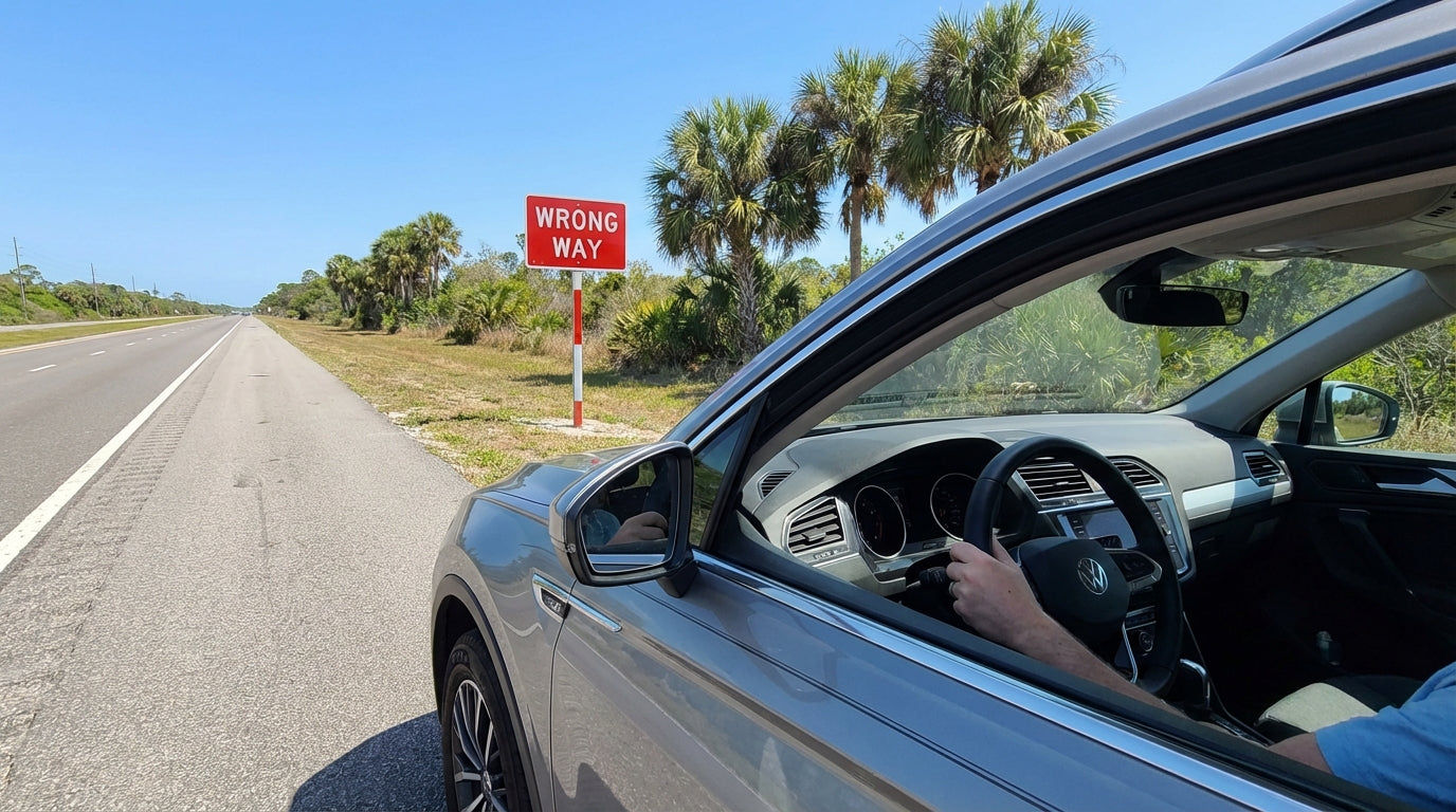 Florida car hire: safe recovery after a Wrong Way sign – Hola Car Rentals